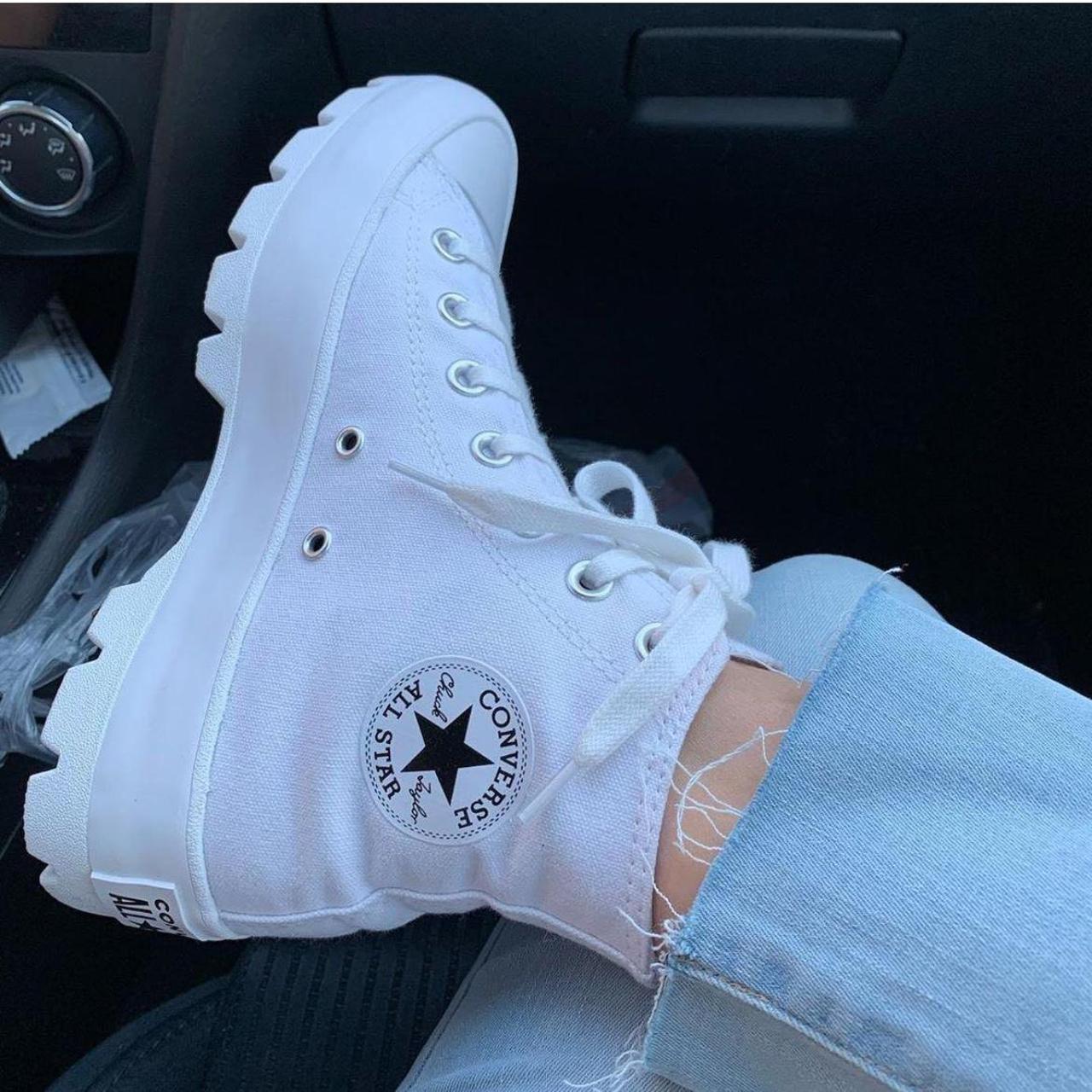 White Chunky Converse ~worn only a couple times ~in... - Depop
