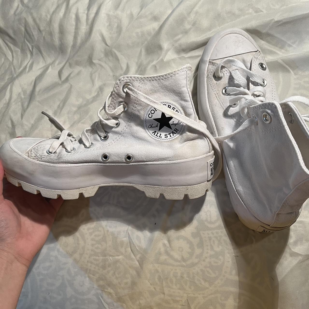 White Chunky Converse ~worn only a couple times ~in... - Depop