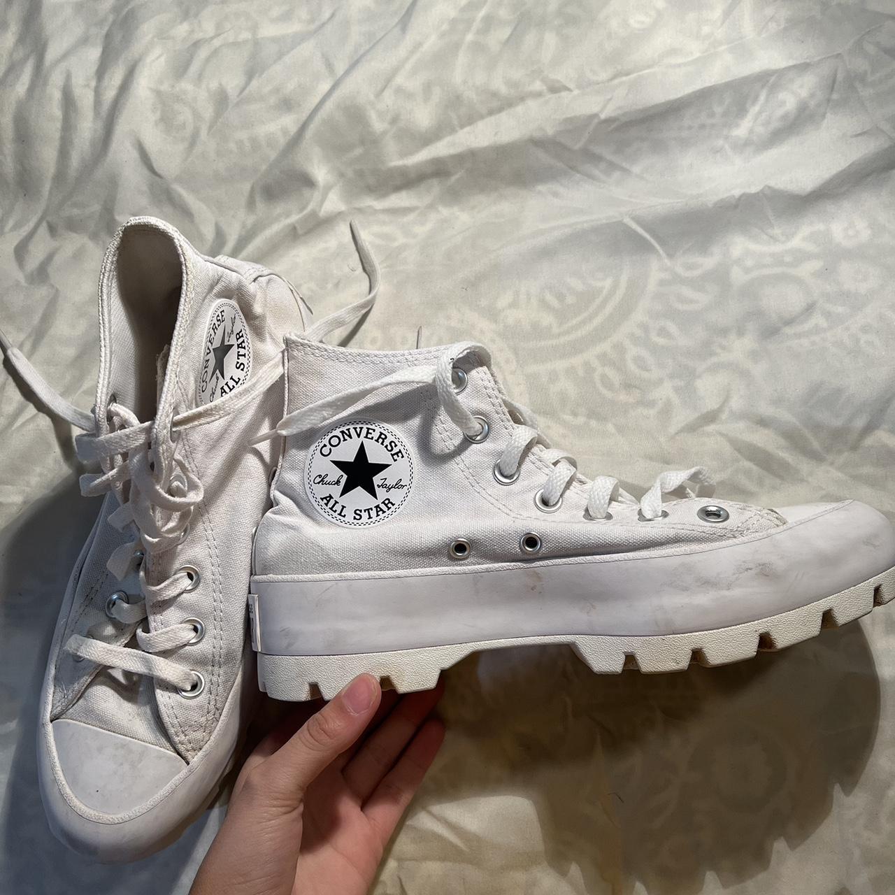 White Chunky Converse ~worn only a couple times ~in... - Depop