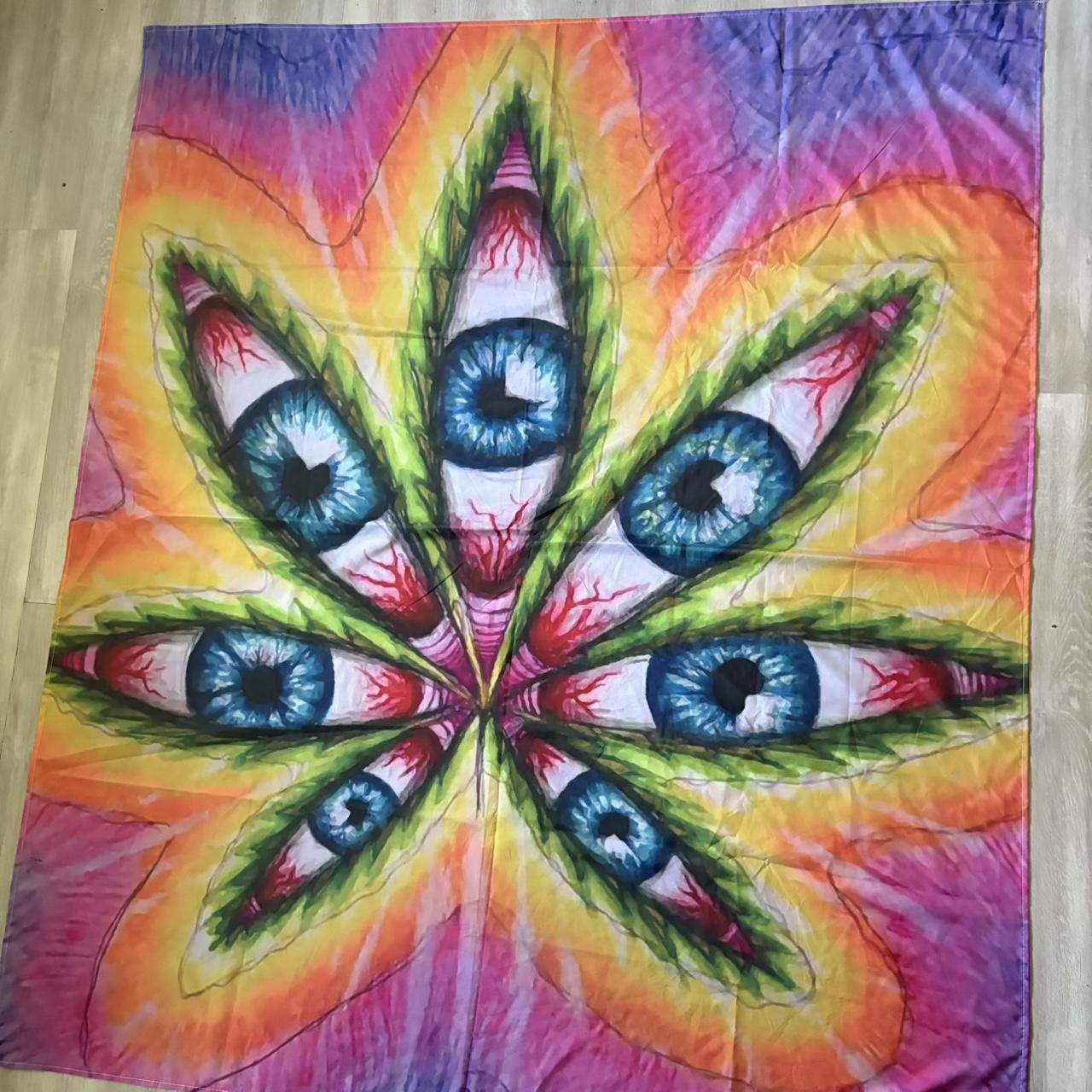 weed marijuana leaf trippy colorful tapestry 🌈 40 x... | Depop