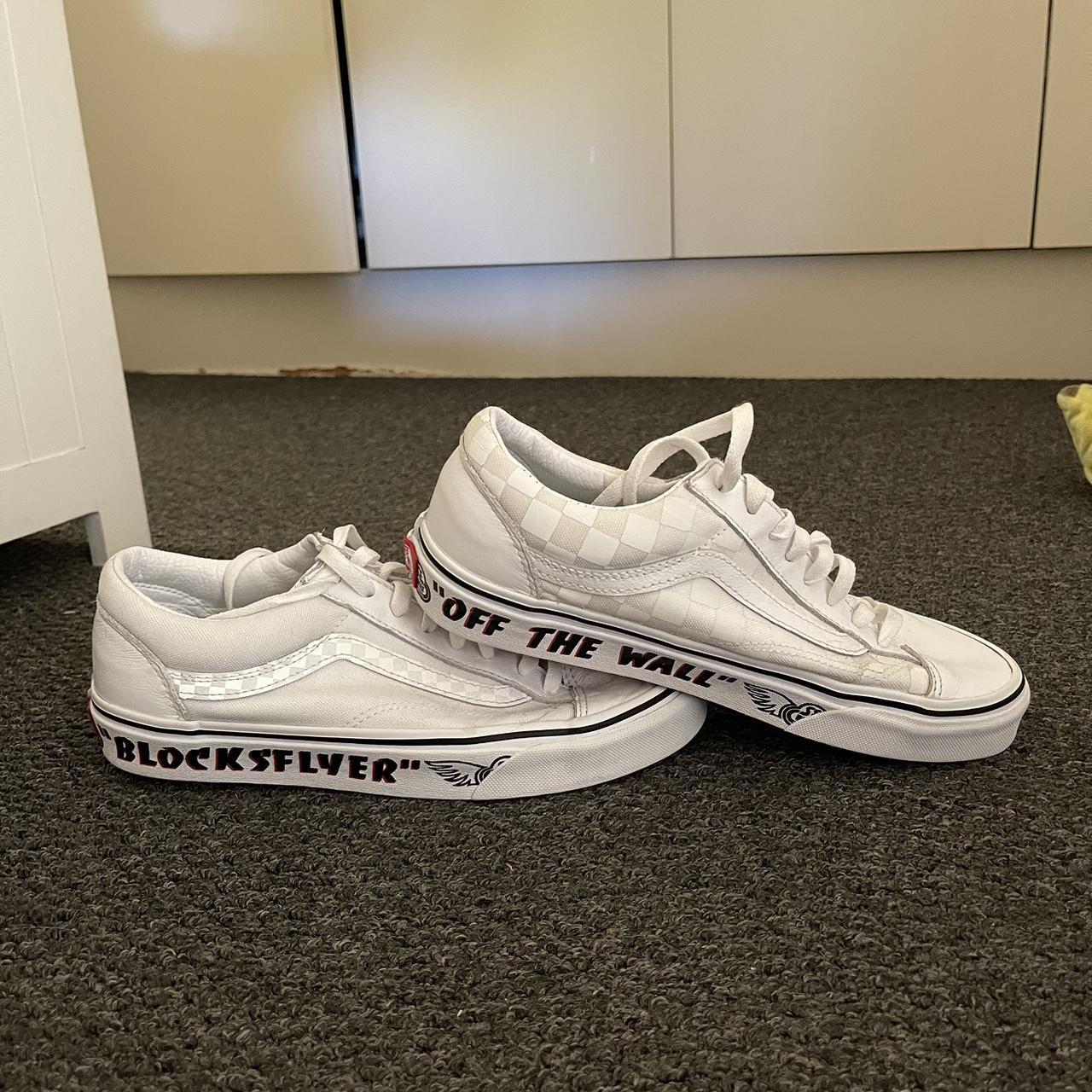 White reflective checkered vans Writing on the side... - Depop