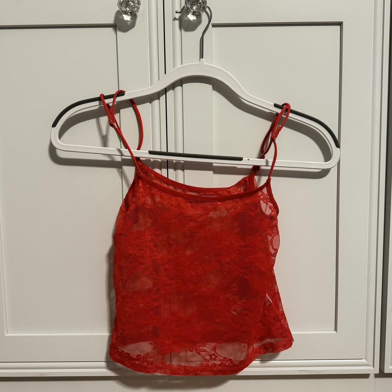 edikted red lace top super cute just too small for... - Depop