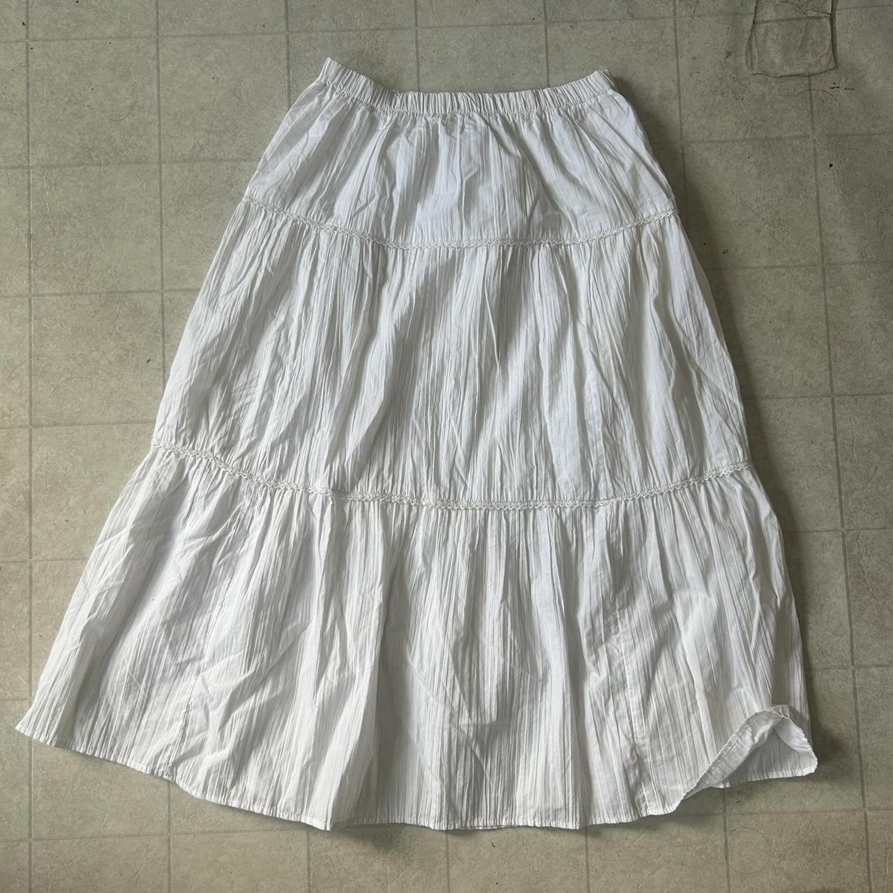 Long white ruffle maxi skirt! Not see through and... - Depop
