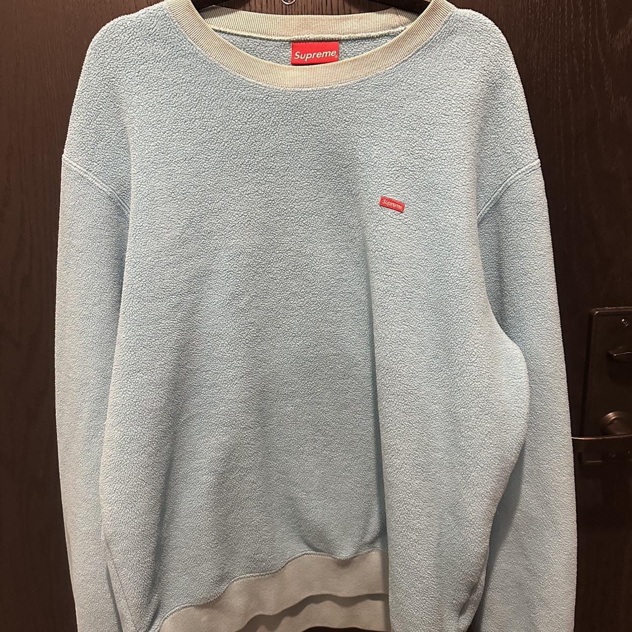 Supreme Light blue Fuzzy crewneck XL #streetwear... | Depop