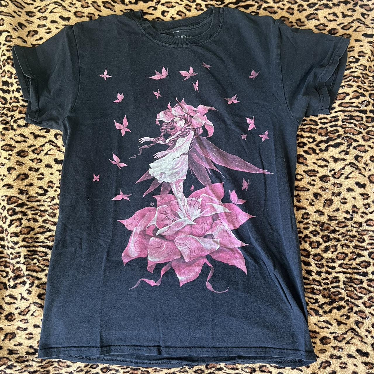 Hot topic fairies black and pink t shirt Good... - Depop