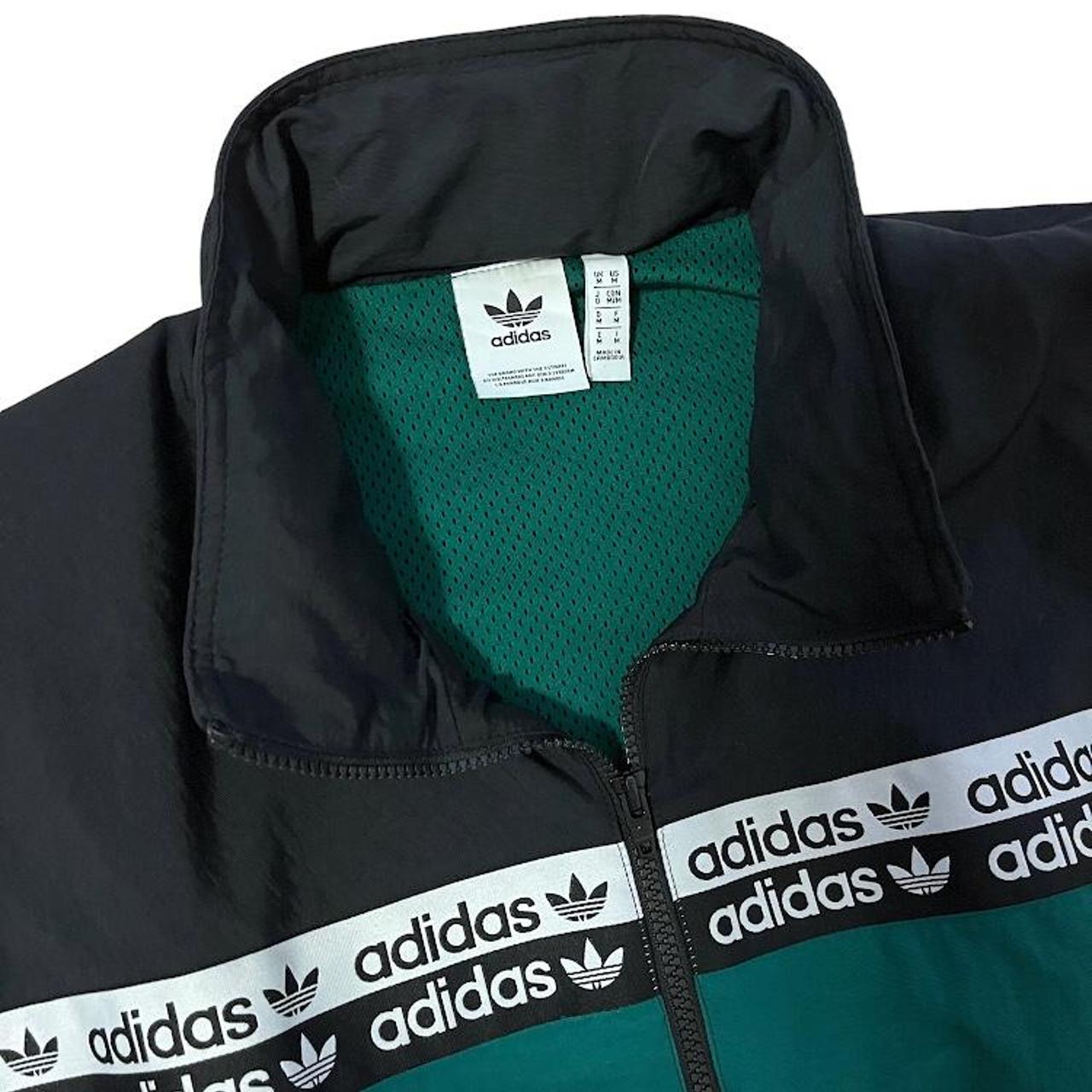 Adidas nylon track jacket from 2018. Packable hood... - Depop