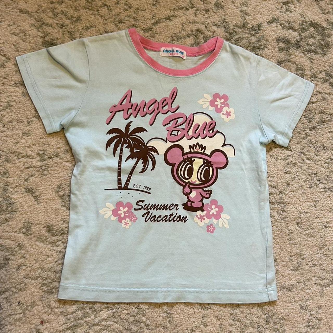 Japanese brand Angel Blue. Cute baby tee in light... - Depop