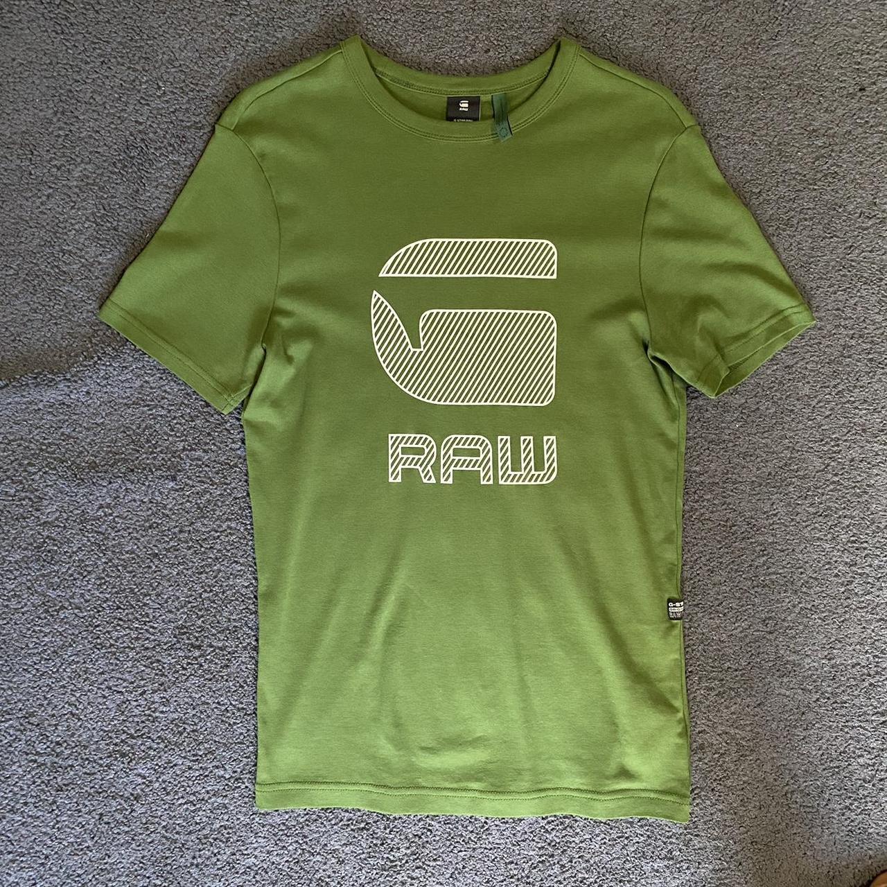 slim fitting olive colored g-star t-shirt, never... - Depop