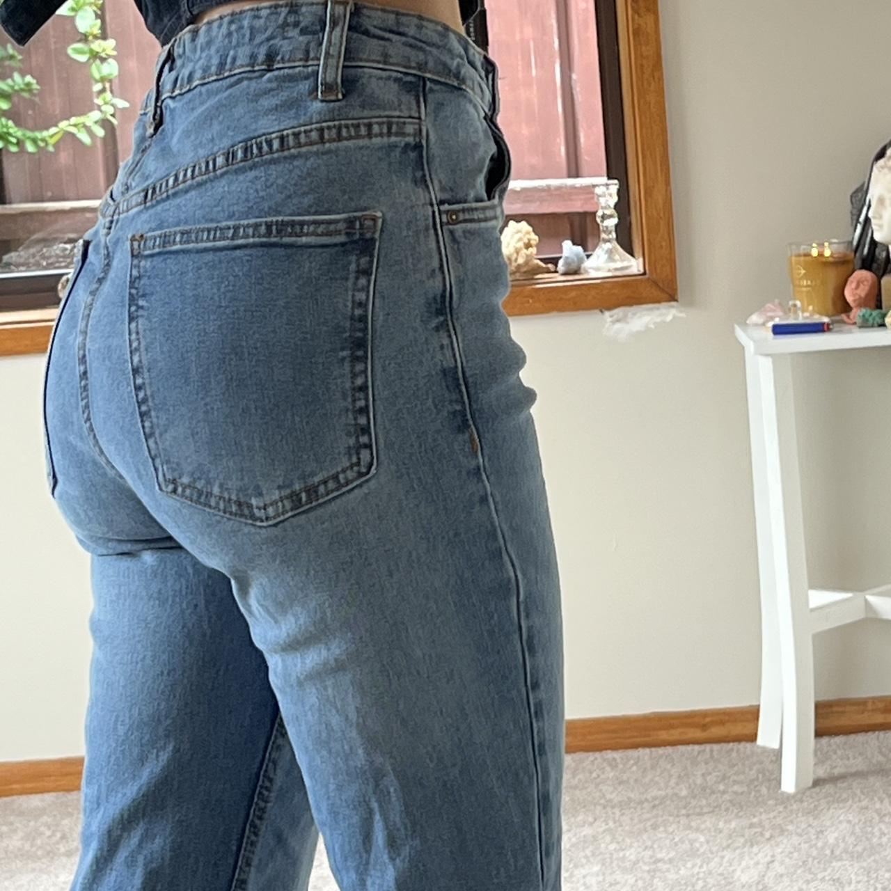 High-waisted blue flare jeans... - Depop
