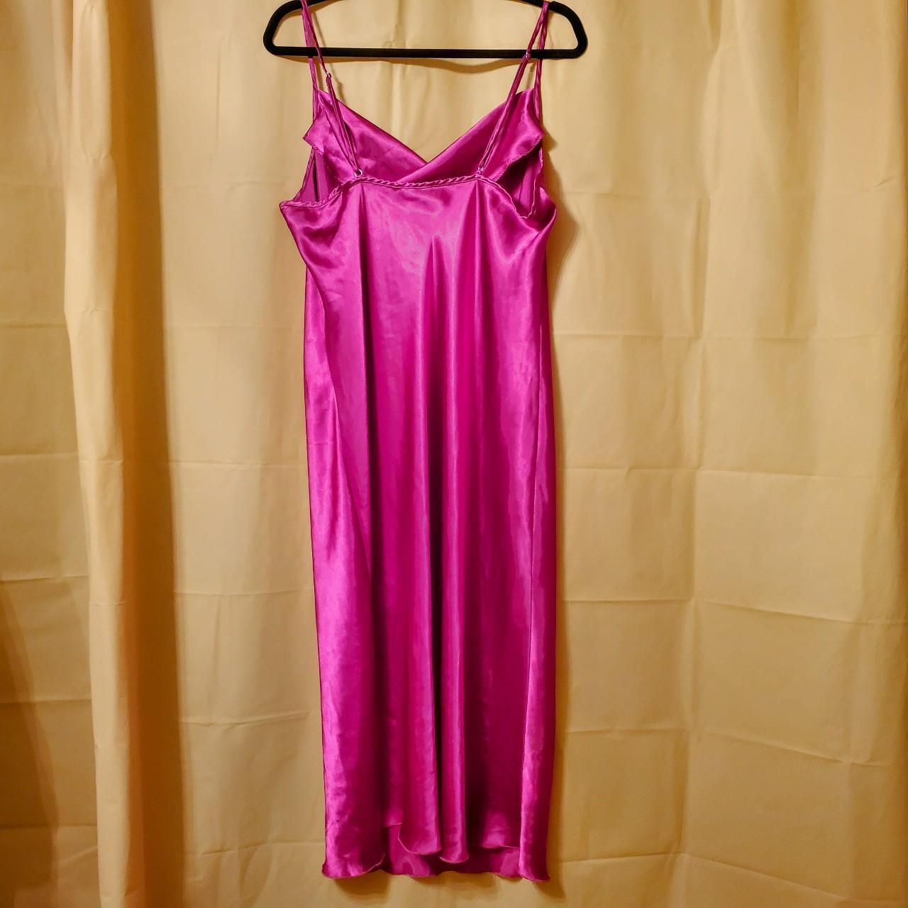 ♡bebe♡ pink satin midi dress with adjustable... - Depop