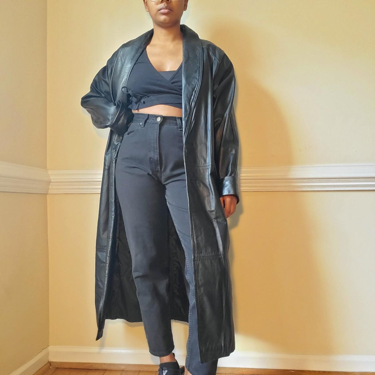 vintage 70's leather trench coat shell: genuine... - Depop