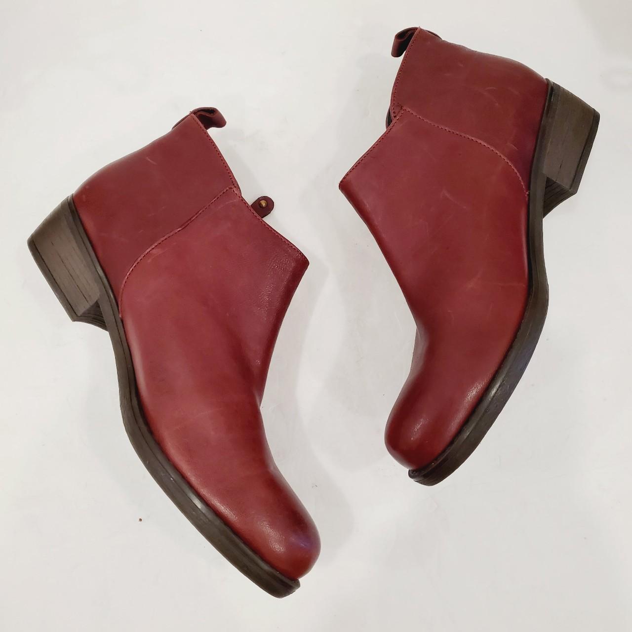 Eric Michael London Red Leather Boots Booties Size... - Depop
