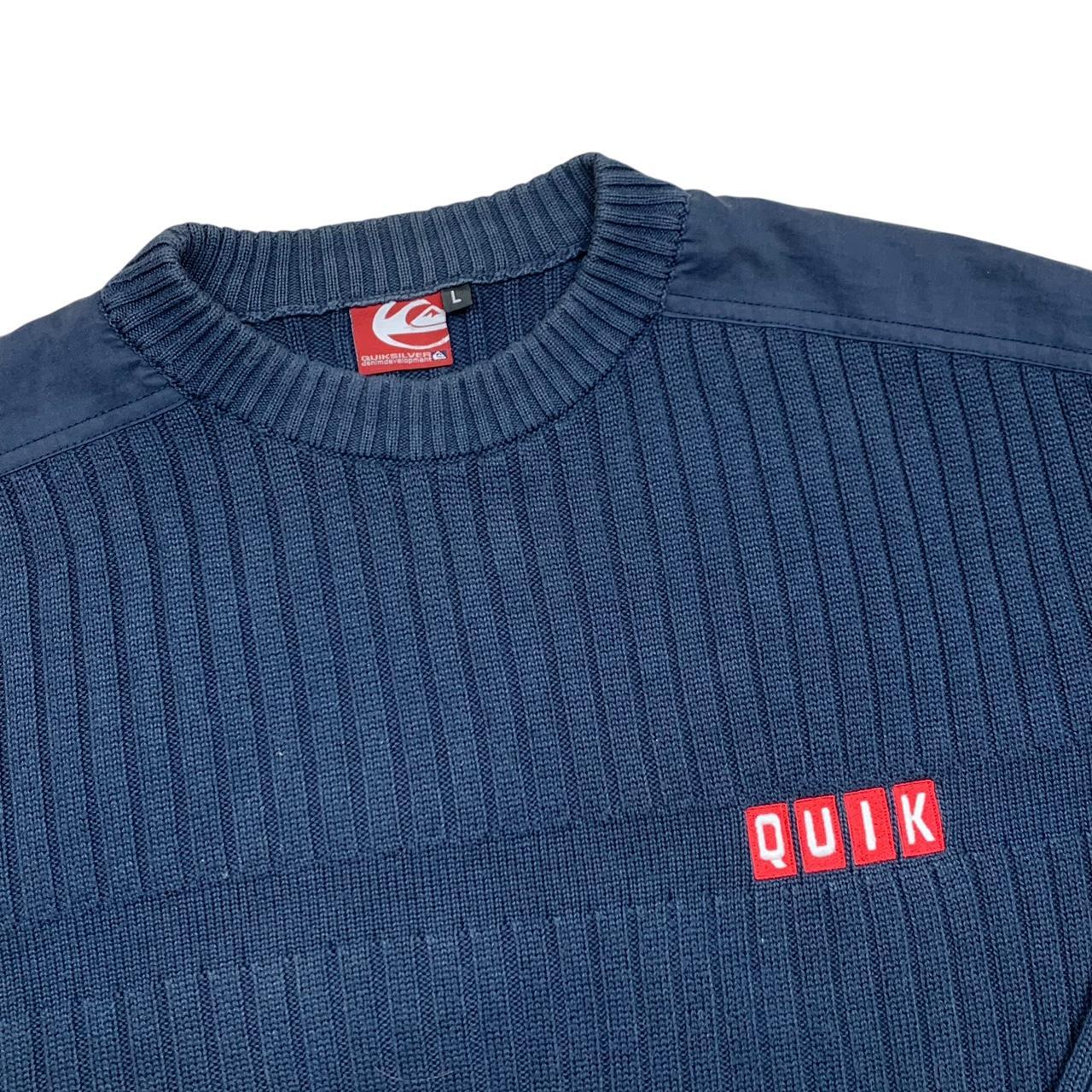 Quiksilver vintage 90s surf knit winter navy red... - Depop