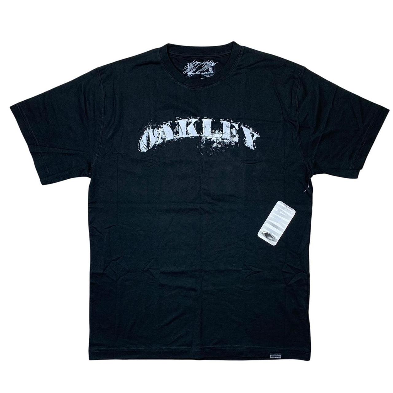Oakley vintage Y2K graphic stencil cut and sew black... | Depop