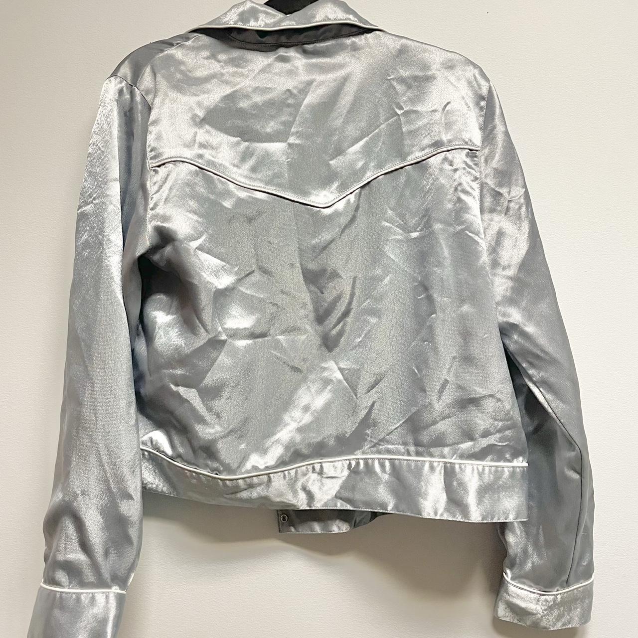 Urban Outfitters satin baby blue button up jacket,... - Depop