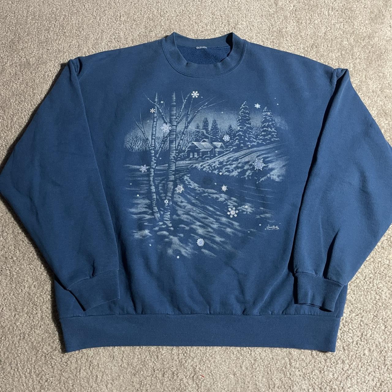 Vintage Y2K Nature Winter Snowflakes Sweater size... - Depop