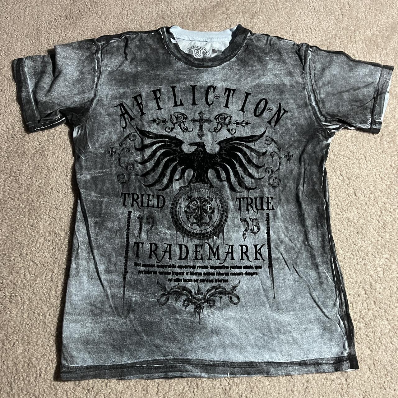 Vintage Y2K Affliction Grunge Emo Cross Wings... - Depop