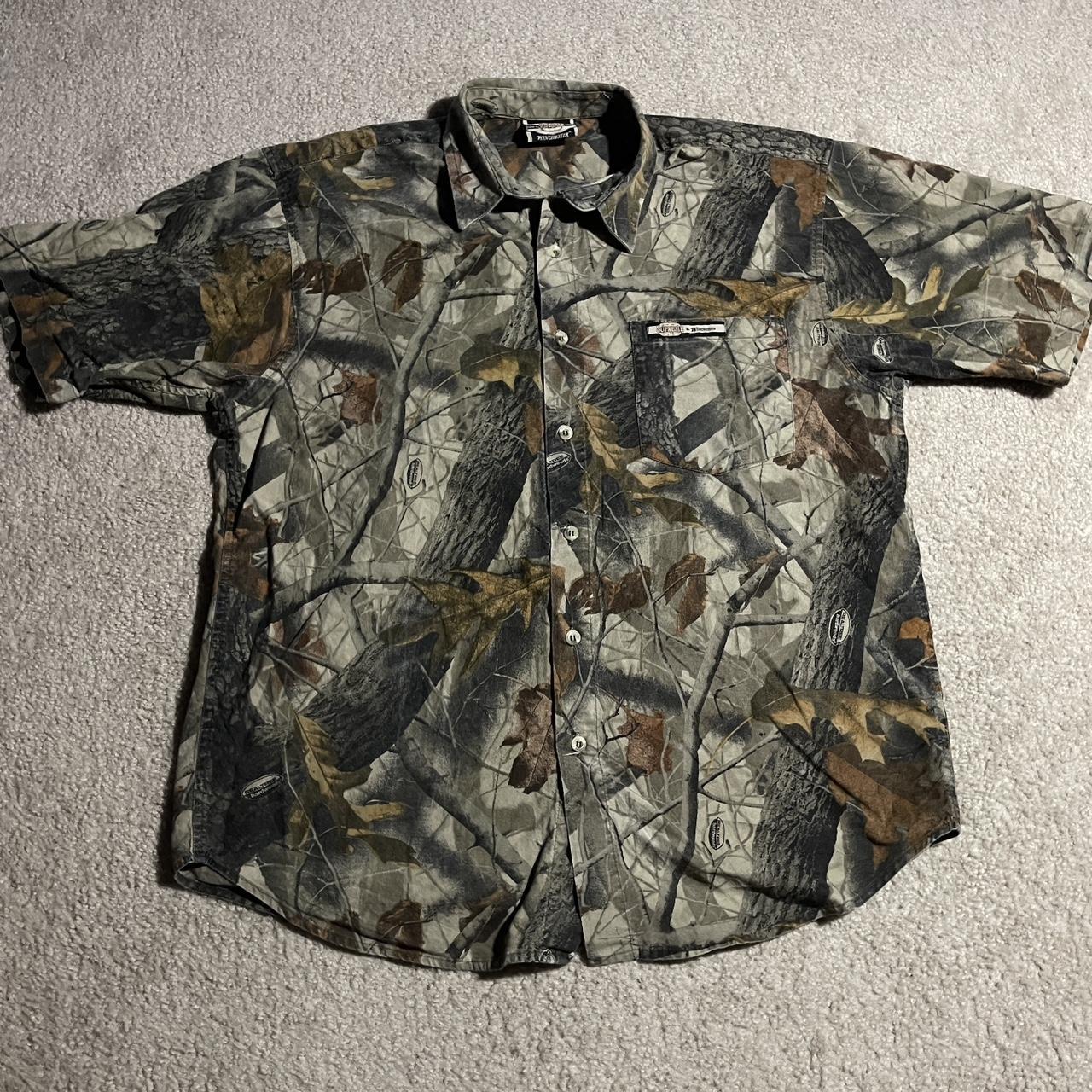 Vintage Y2K Winchester Camo Camouflage Button Up... - Depop