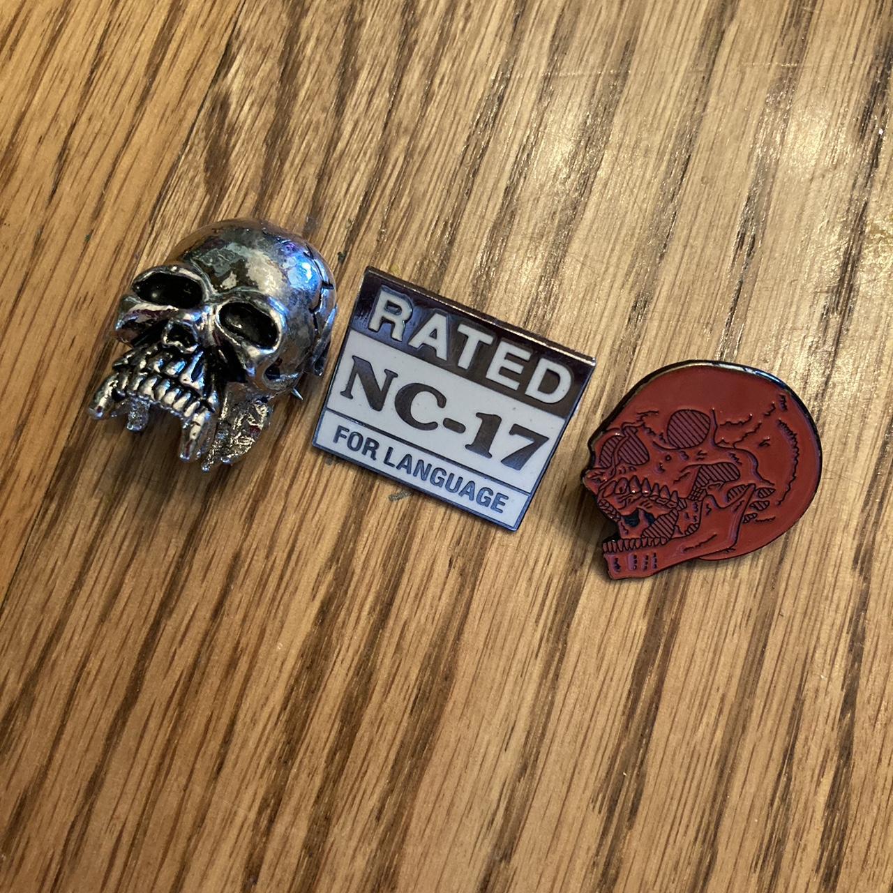 Assorted edgy pins Skulls, nc-17 rating #pins... - Depop