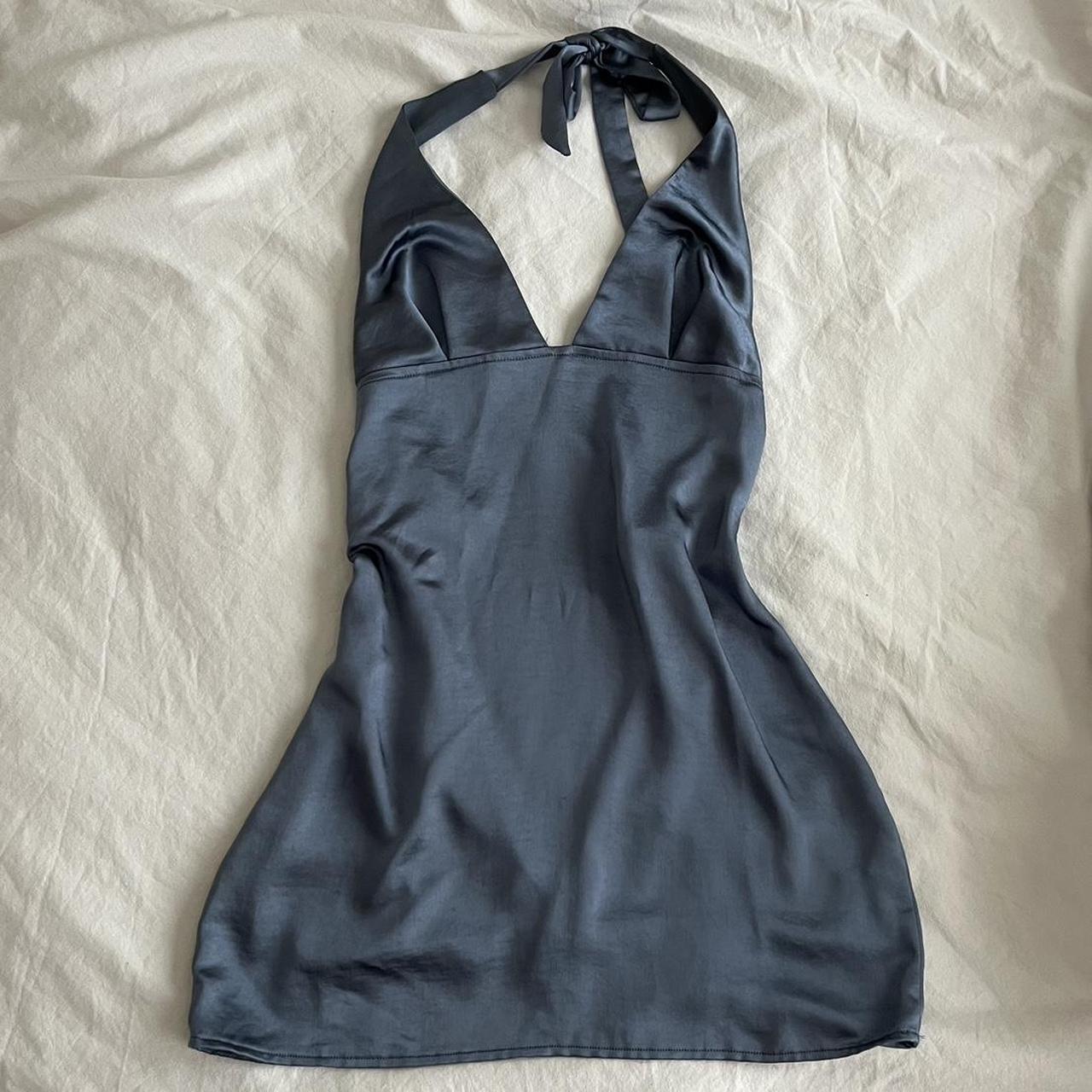 Motel Rocks Plunge Halter Neck Satin Slip Dress in... - Depop