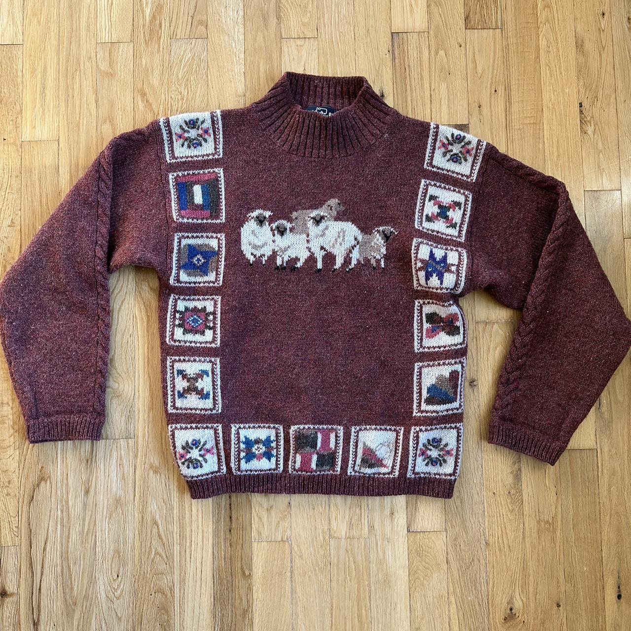 WOOLRICH sheep sweater with gorgeous quilt... - Depop