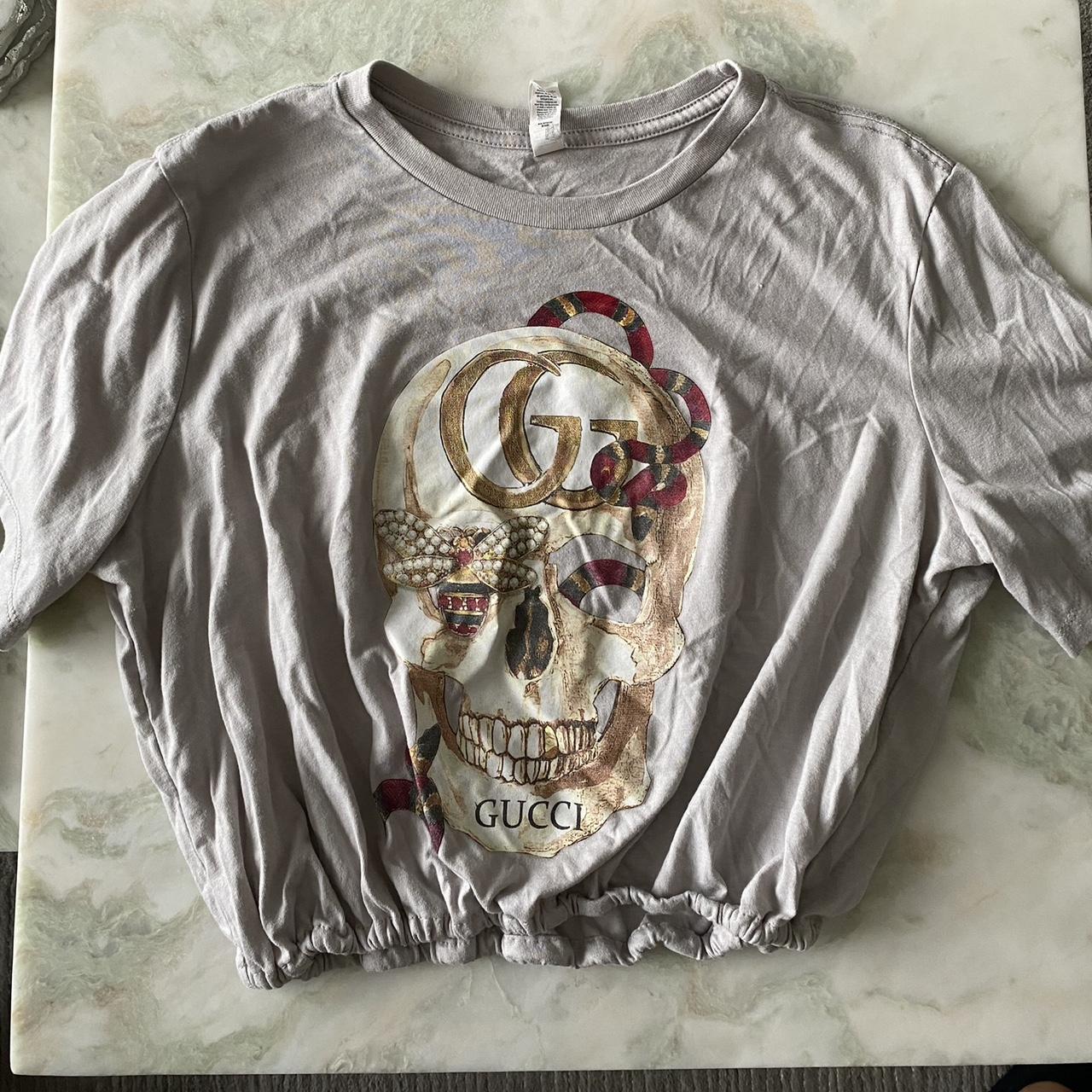 Gucci skull cropped t-shirt Good condition, only... - Depop