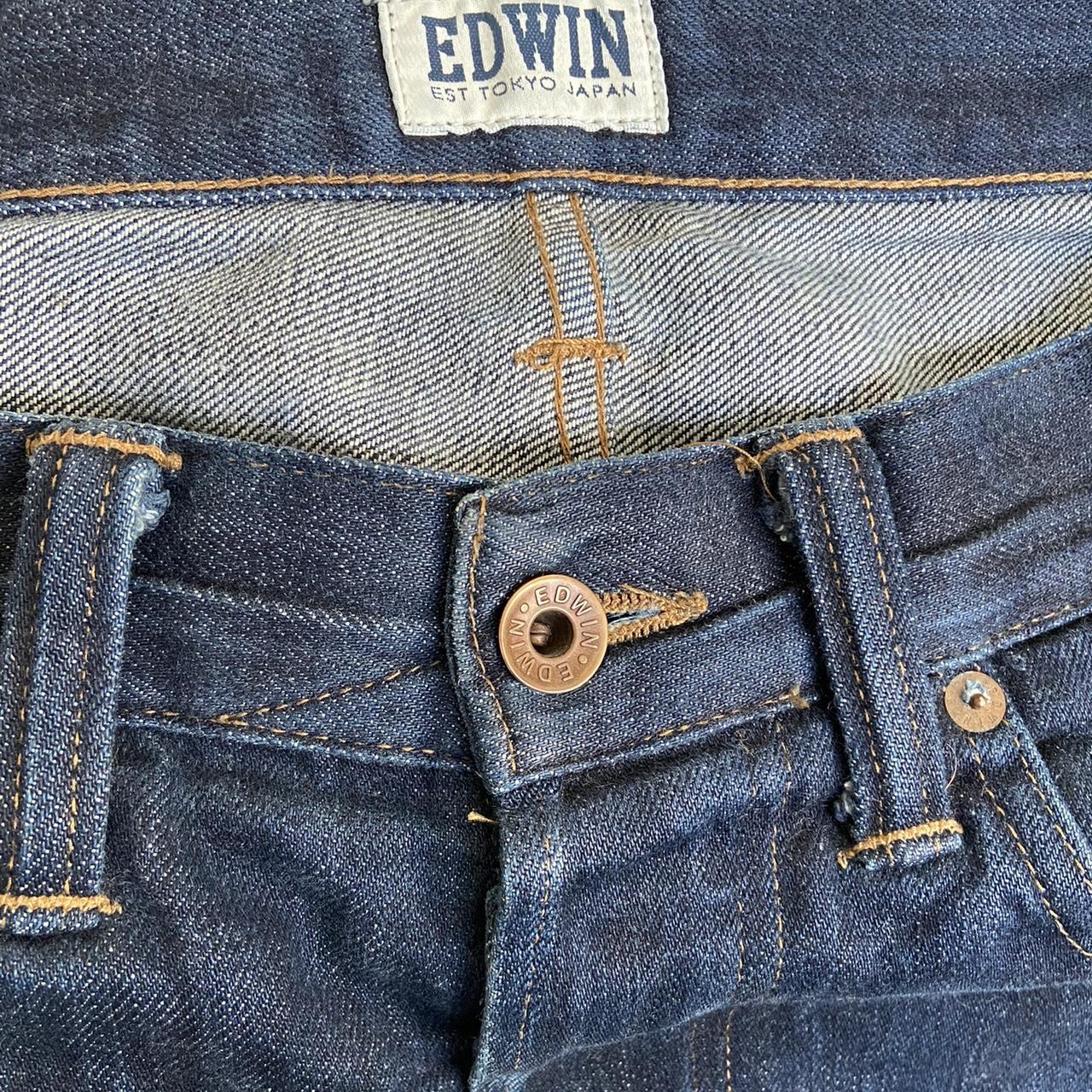 Indigo Blue Edwin Tapered Jeans, Selvedge Denim - Depop