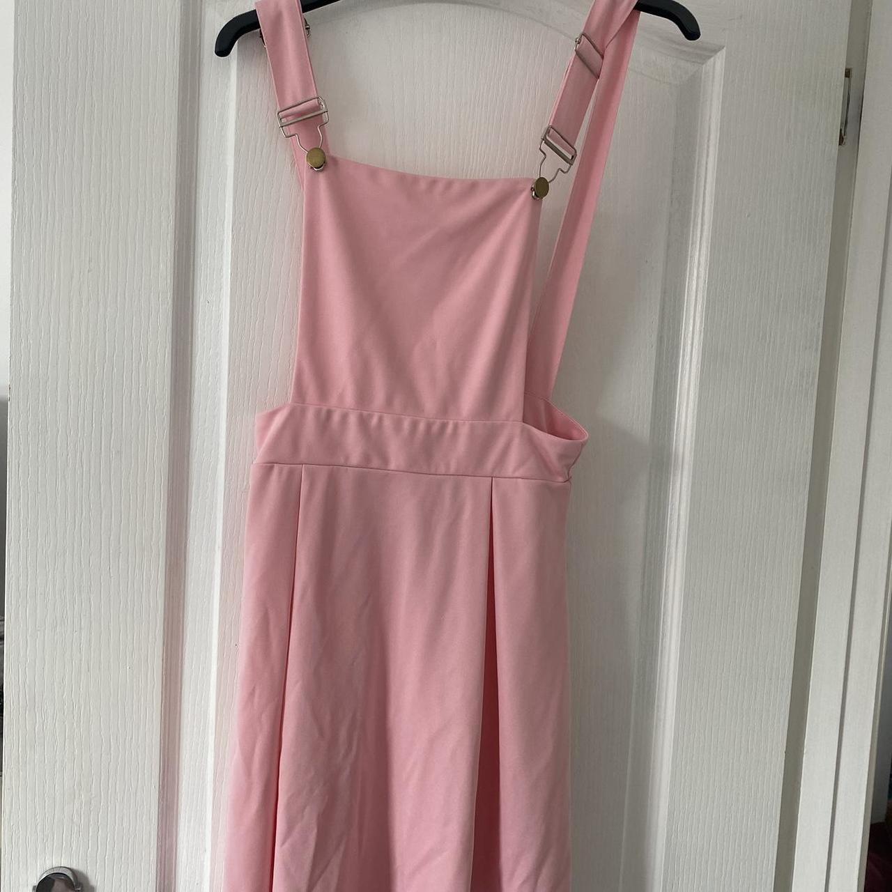 Cute pastel pink pinafore / dungaree dress with... - Depop