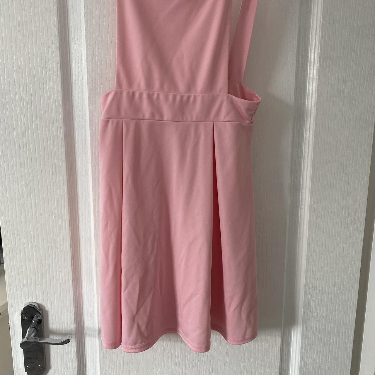 Cute pastel pink pinafore / dungaree dress with... - Depop