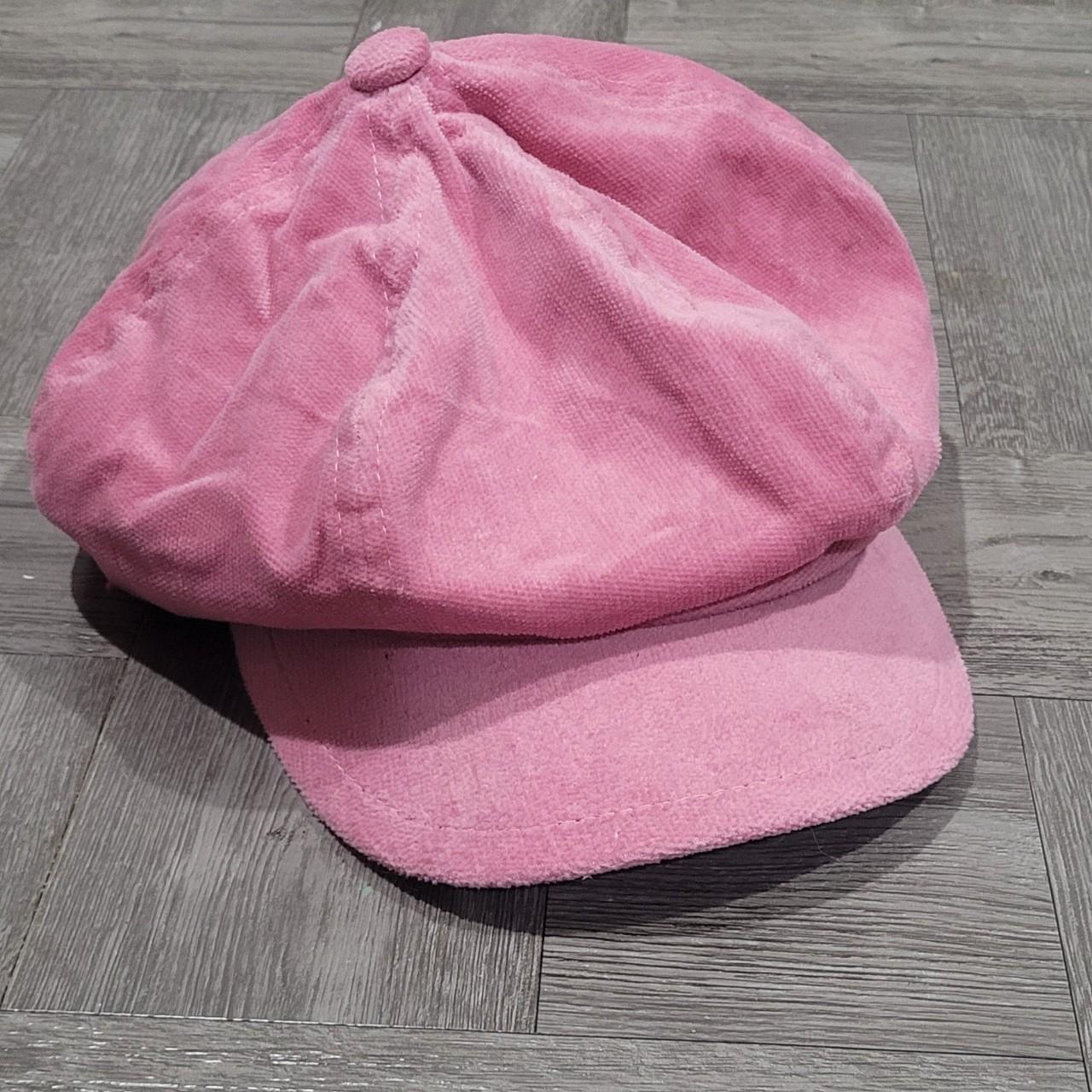 Y2K 2000s pink newsboy beret Corduroy hat Super... - Depop