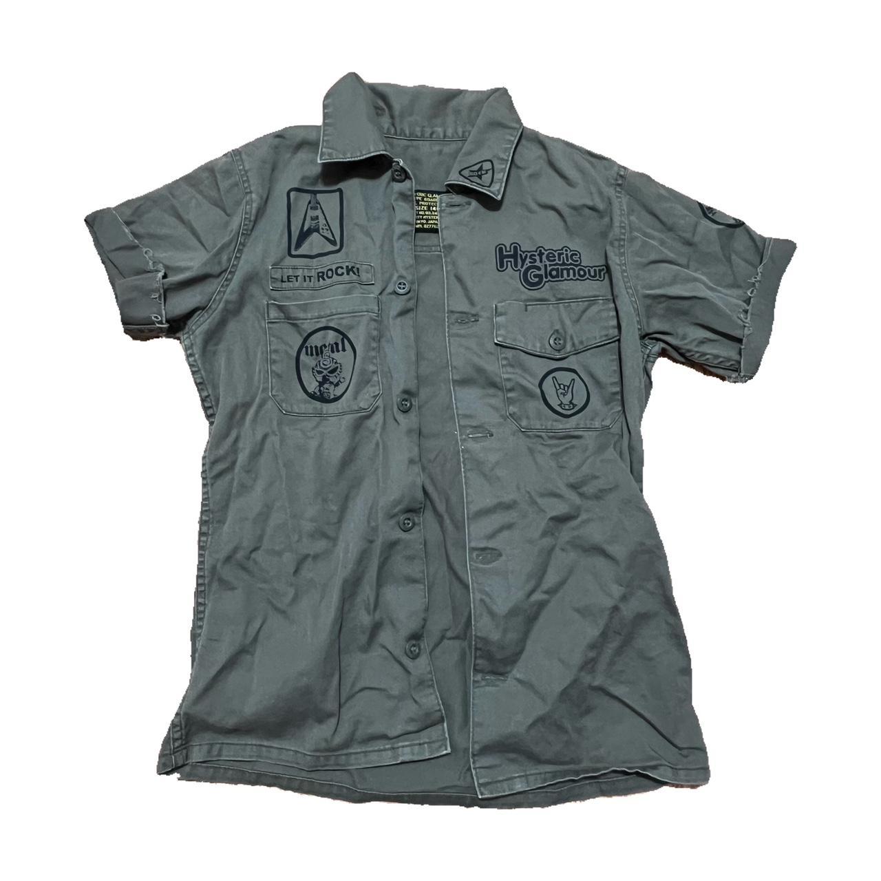 hysteric glamour reworked green button-up 🕷️ bought... - Depop