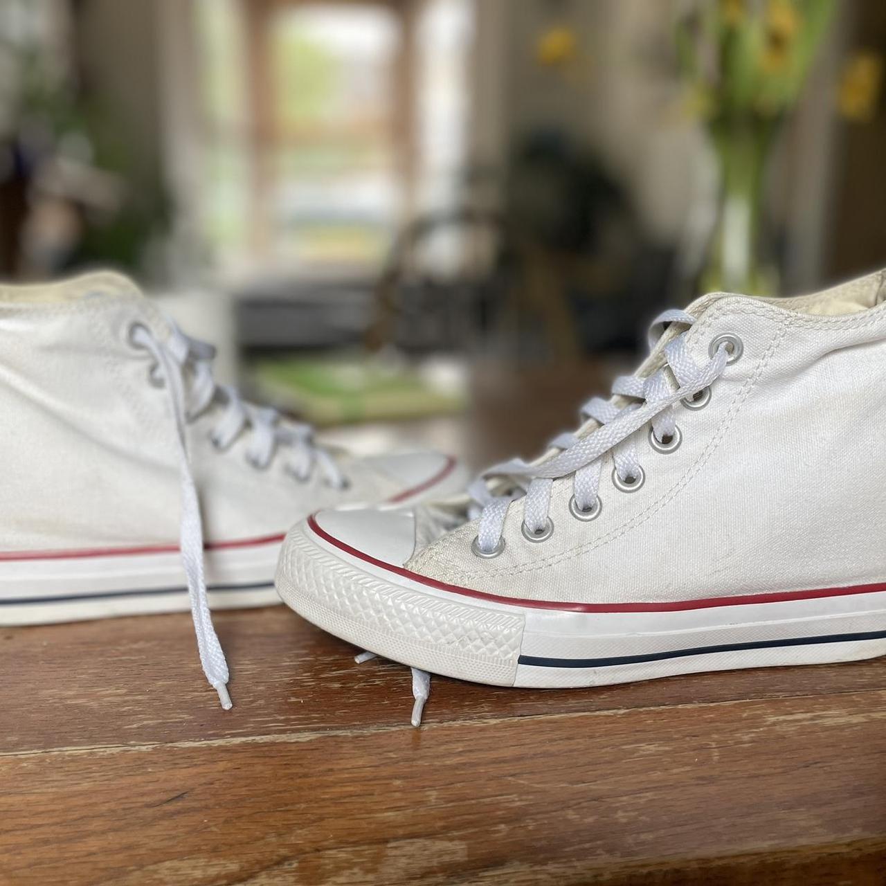 Converse cream high top LIFT platform shoes Has a... - Depop