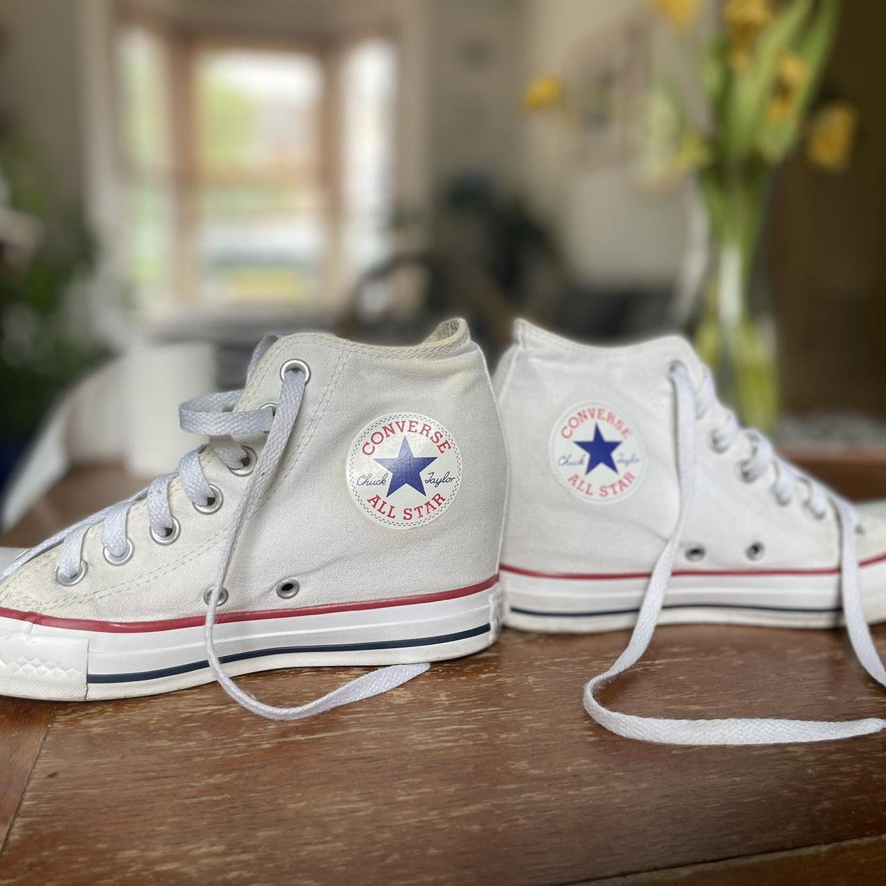 Converse cream high top LIFT platform shoes Has a... - Depop