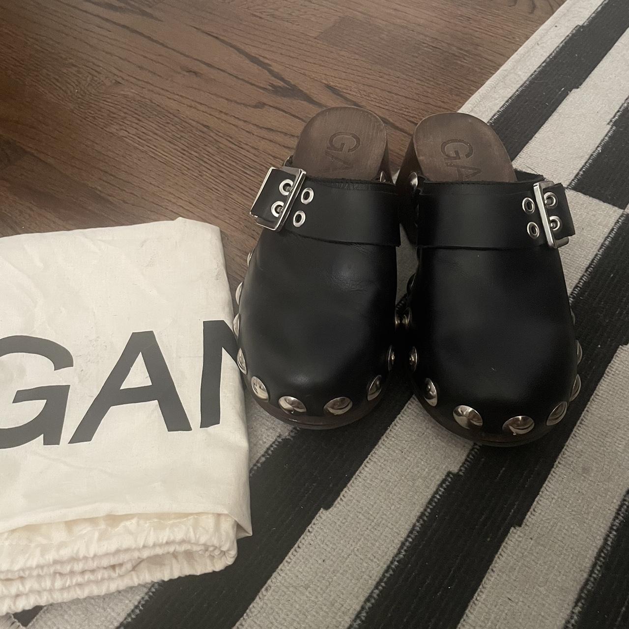 Ganni studded clogs, worn once but they are slightly... - Depop