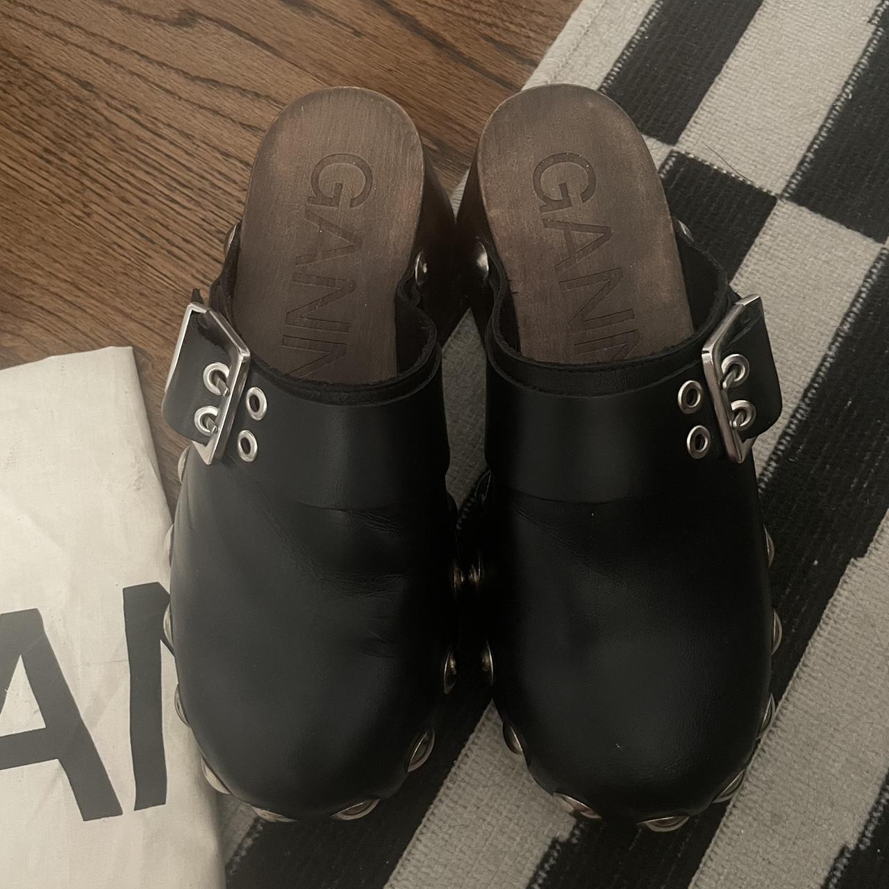 Ganni studded clogs, worn once but they are slightly... - Depop