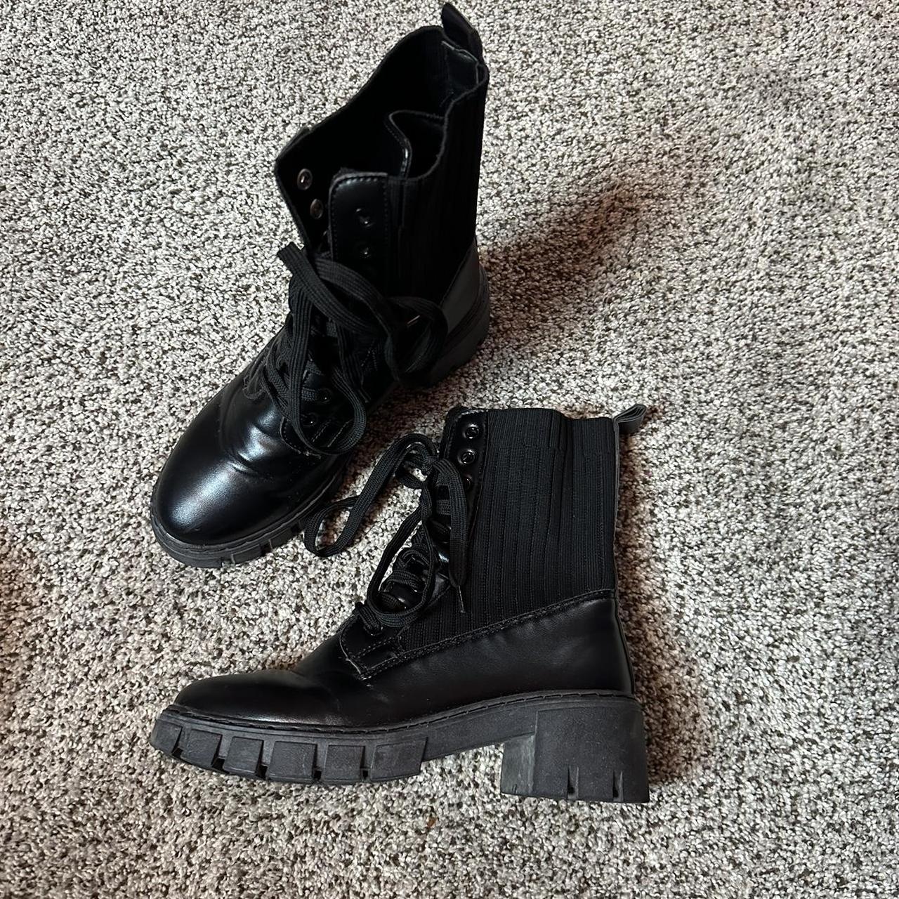 black y2k combat boots i’ve worn these boots a lot... - Depop