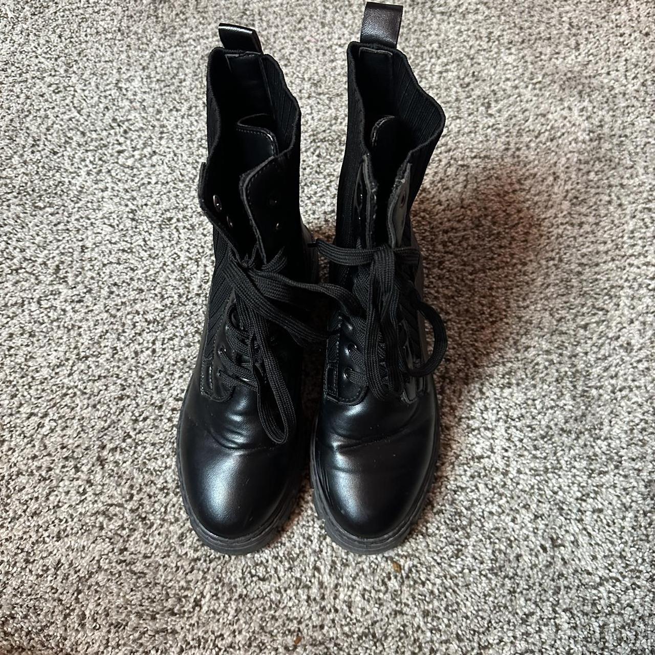 black y2k combat boots i’ve worn these boots a lot... - Depop