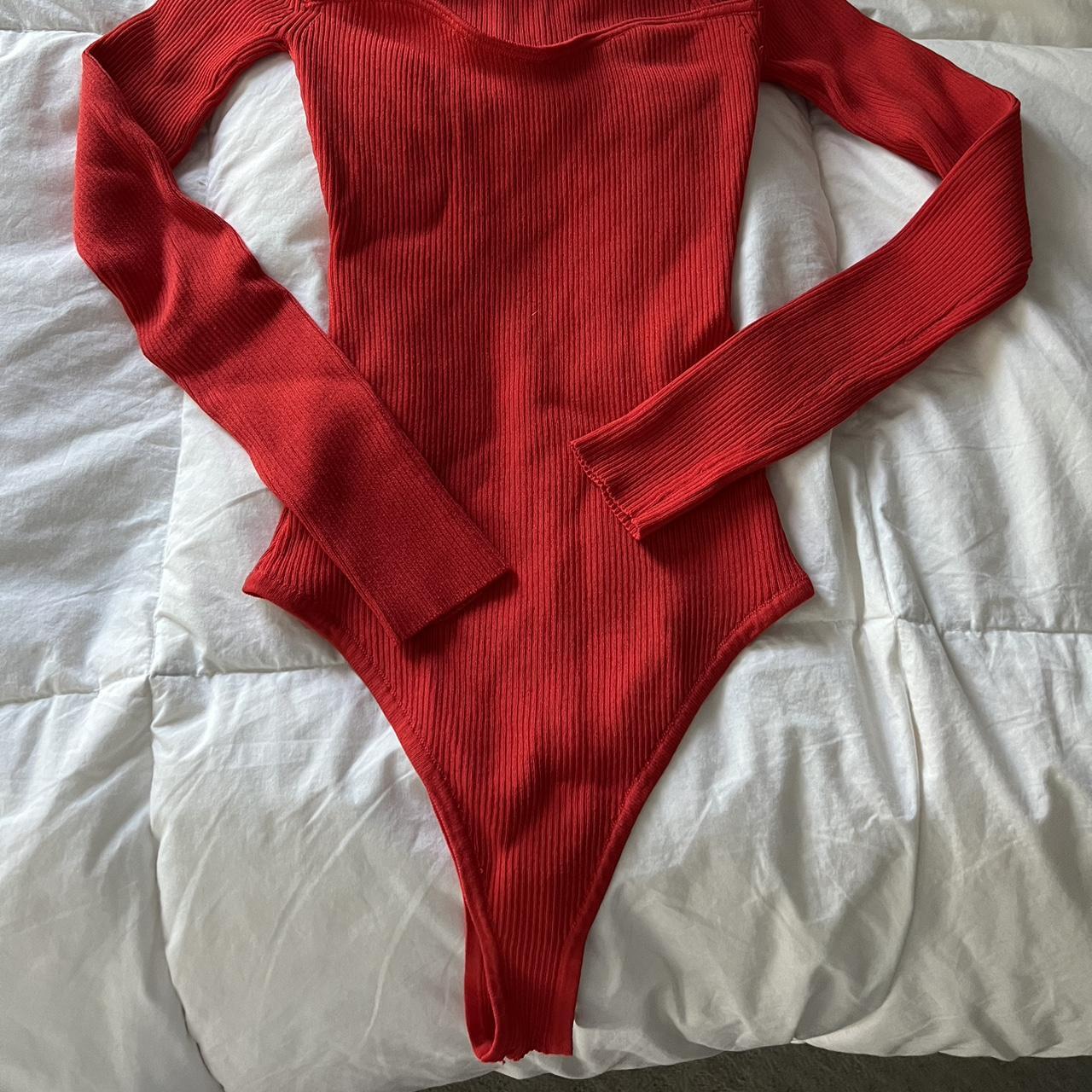 Revolve Superdown Square(ish) Neck Red Bodysuit!... - Depop