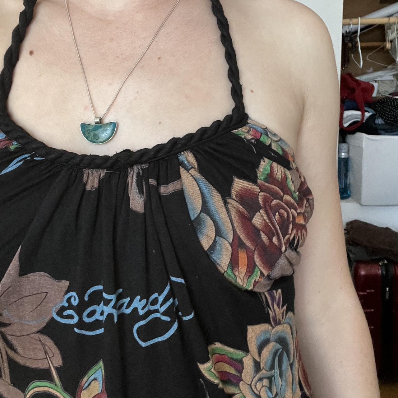 Vintage Ed Hardy Halter Mini Dress Super Cool Print Depop