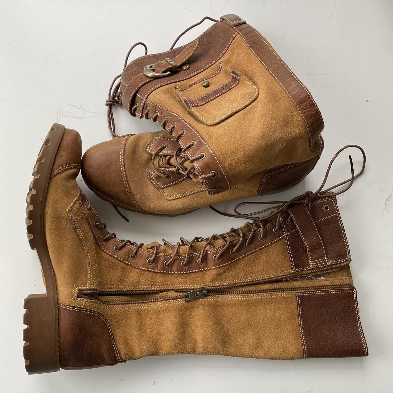 Timberland lace up boot with buckles and a side... - Depop