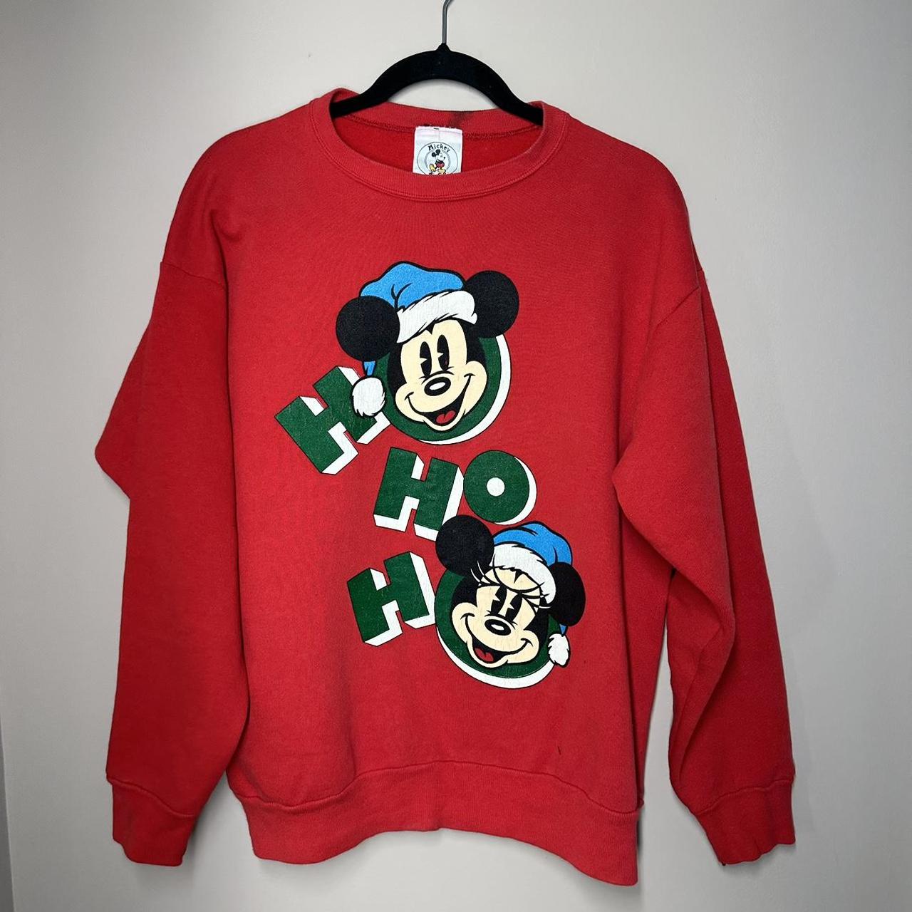 Red Mickey Mouse Christmas sweatshirt. Minor blue... - Depop