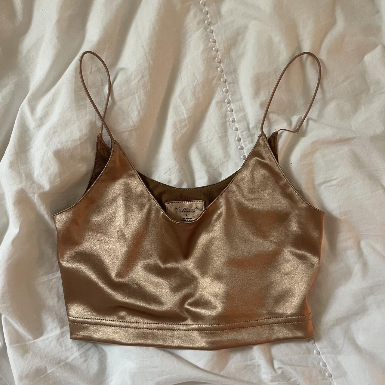 gold crop top from out from under worn once #urban... - Depop