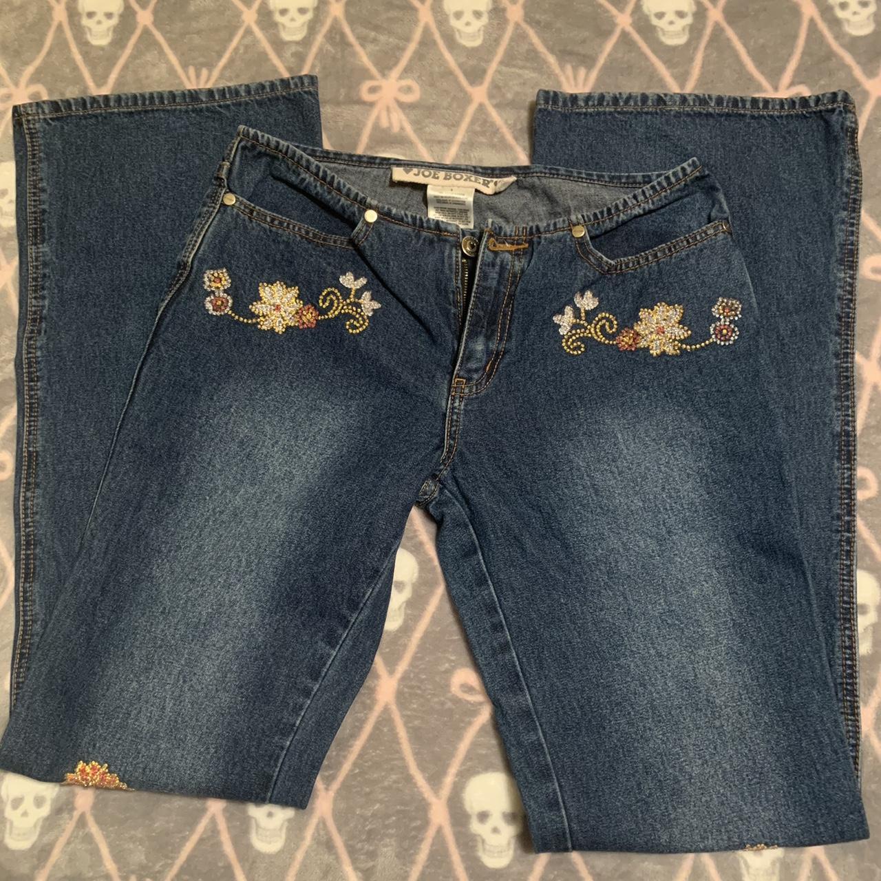 Joe Boxer Women's Navy and Yellow Jeans | Depop