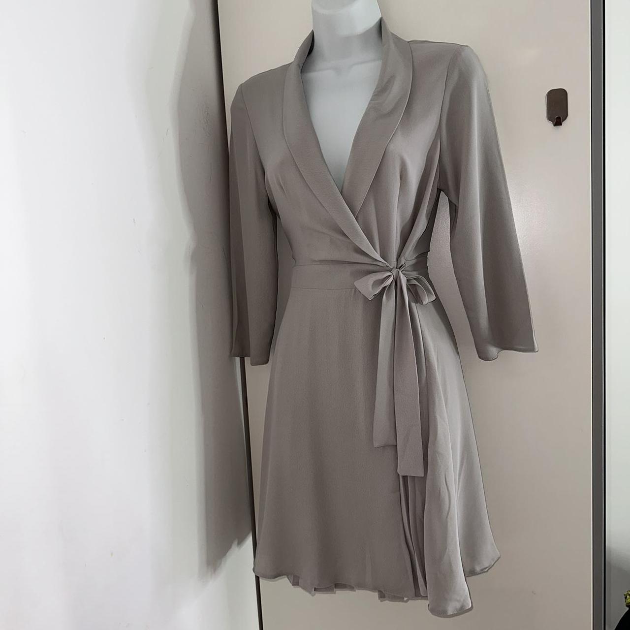 ASOS grey wrap dress, with pleated detail, worn once... | Depop