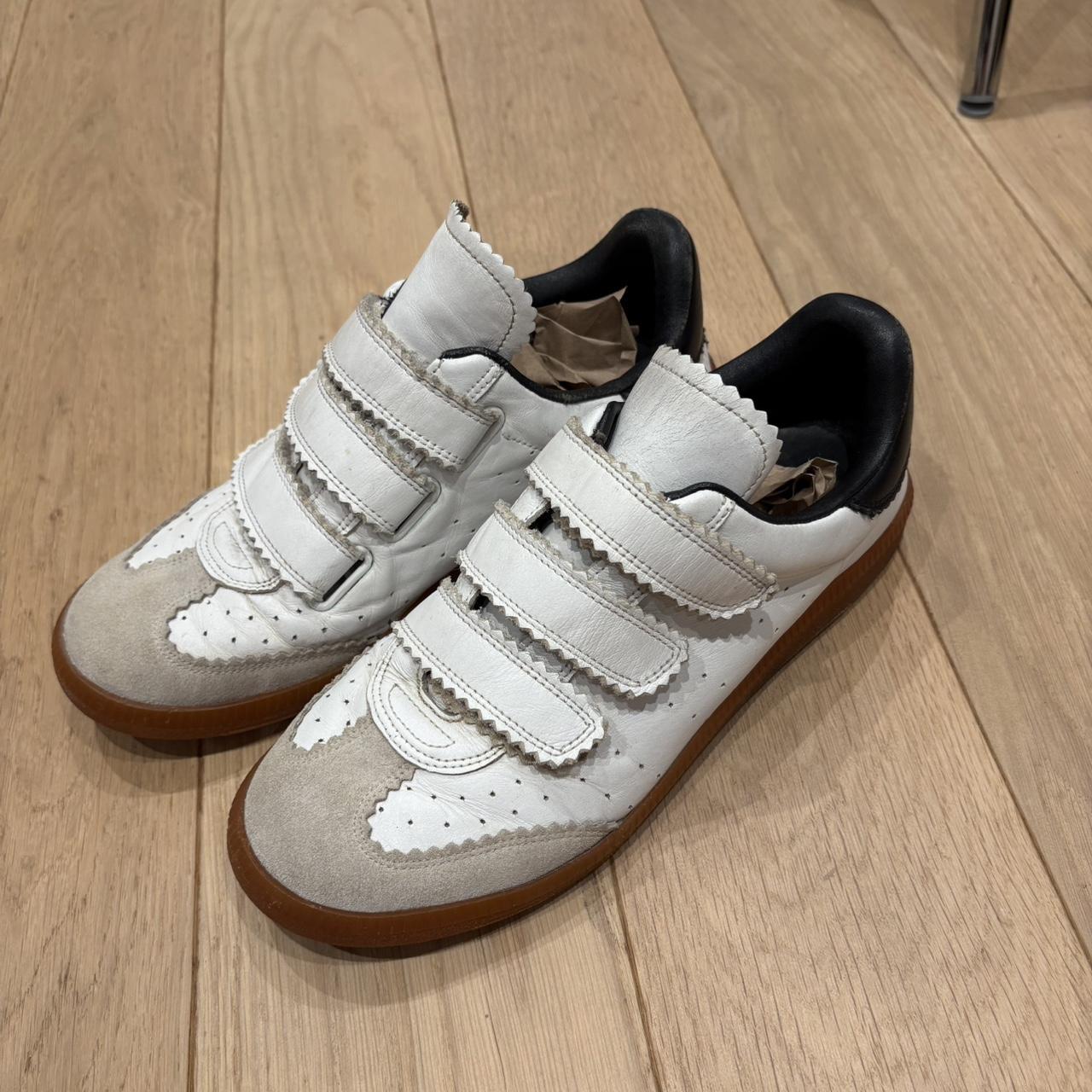 Isabel Marant Beth Velcro Sneakers in White and... | Depop