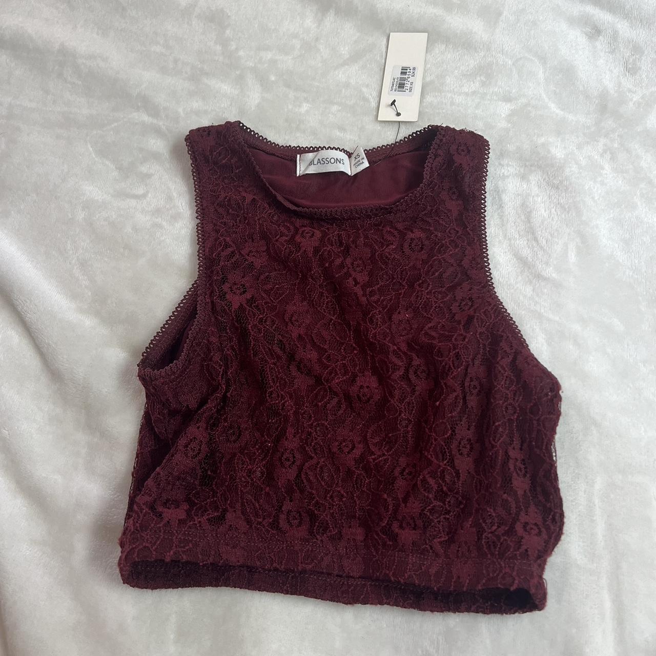 glassons dark red lace tank top - Depop