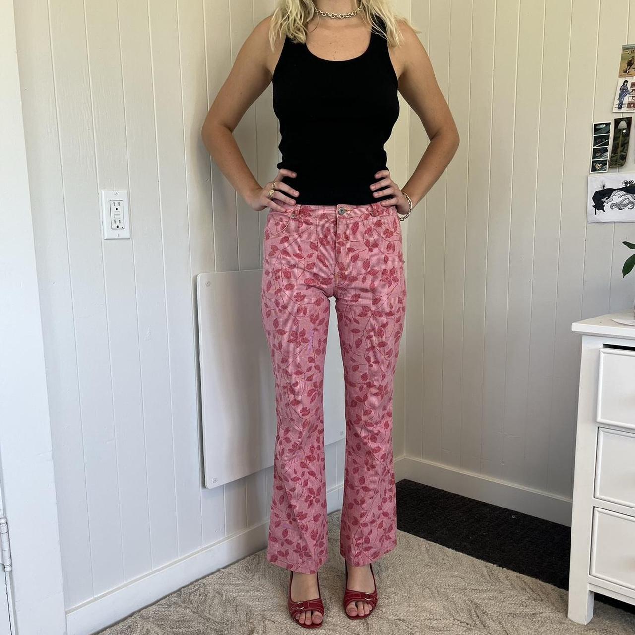 Vintage tablecloth pants Cherry print 60s sixties... - Depop