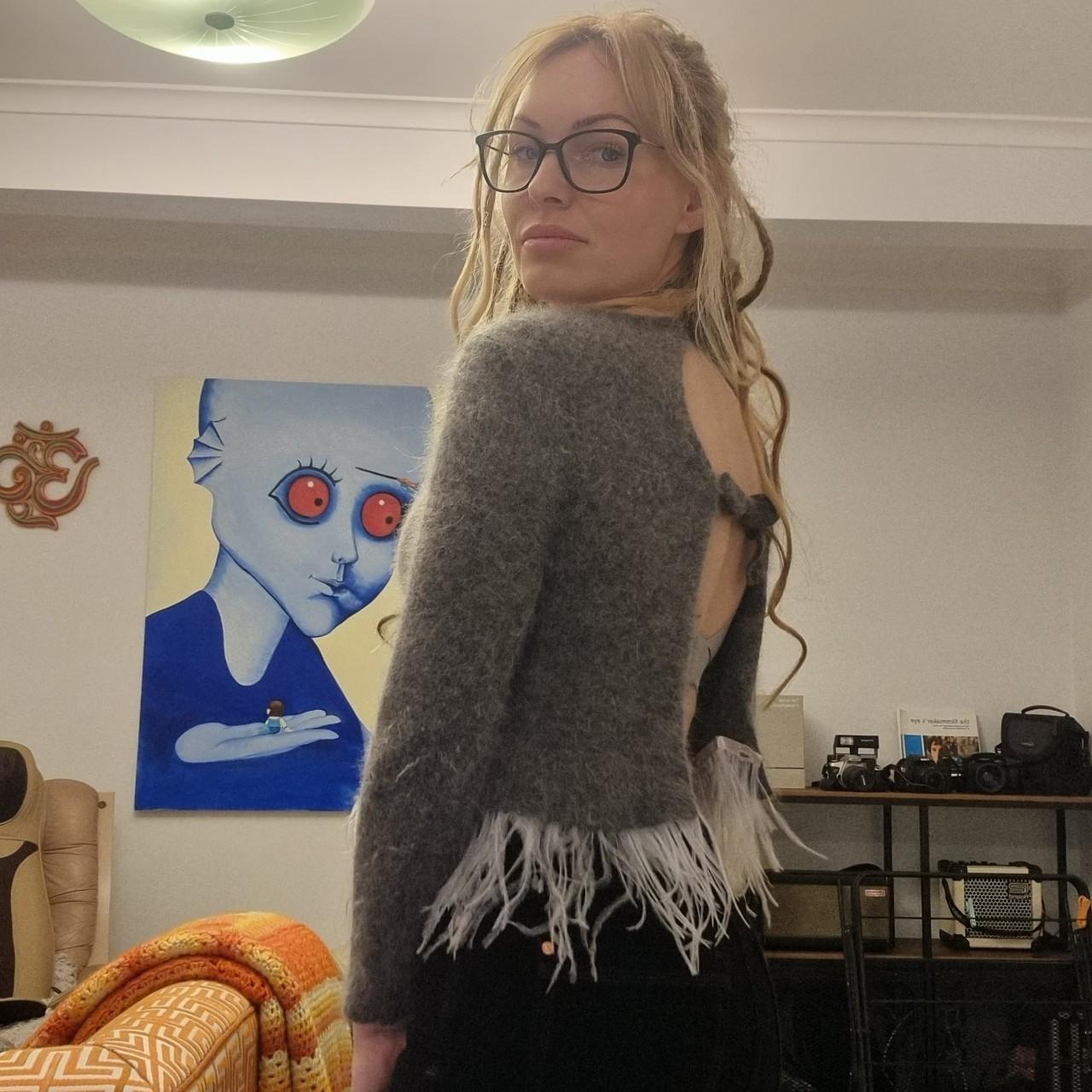 Cute fluffy Mona Lisa Italian brand angora crop with... - Depop