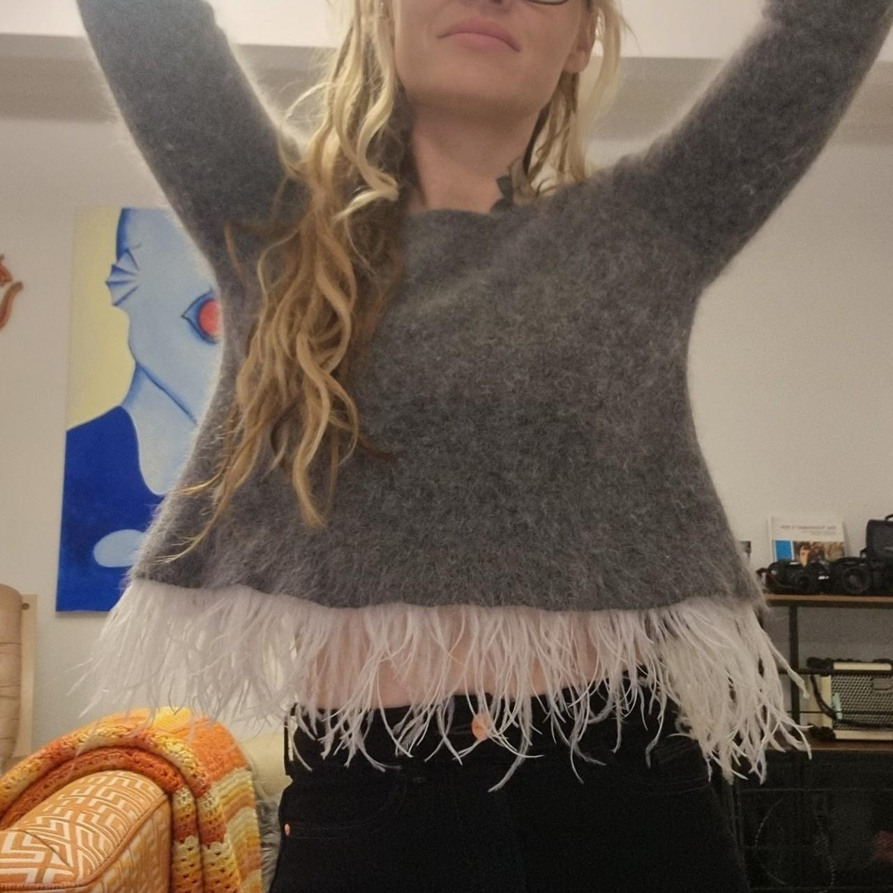 Cute fluffy Mona Lisa Italian brand angora crop with... - Depop