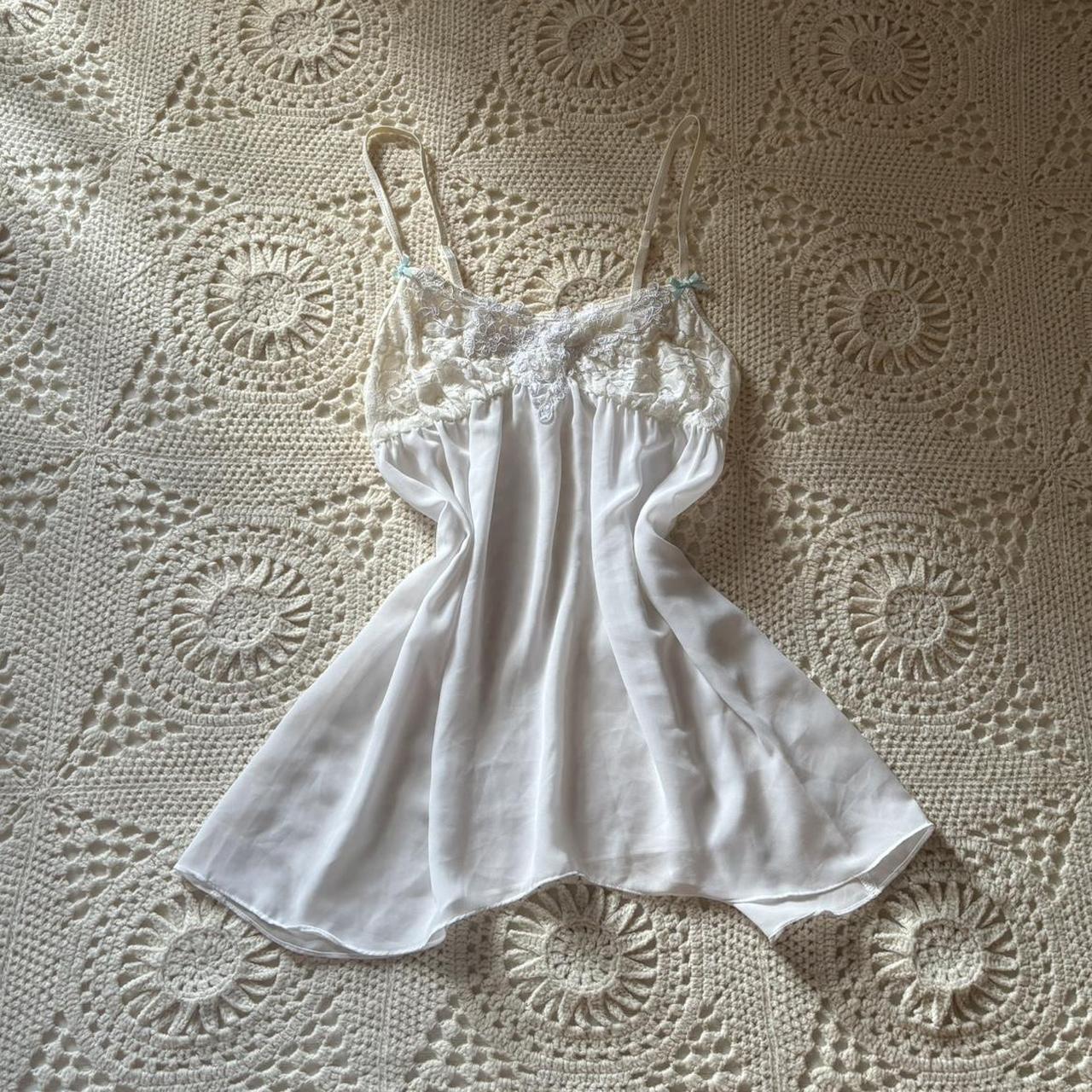 -Lovely dainty sheer slip dress with bow and floral... | Depop